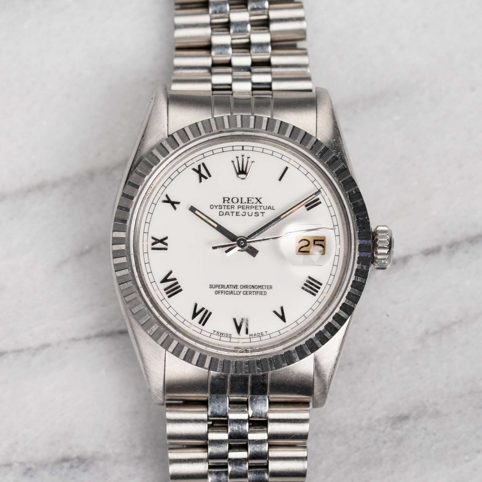Rolex Datejust 16030 - White Roman Dial.