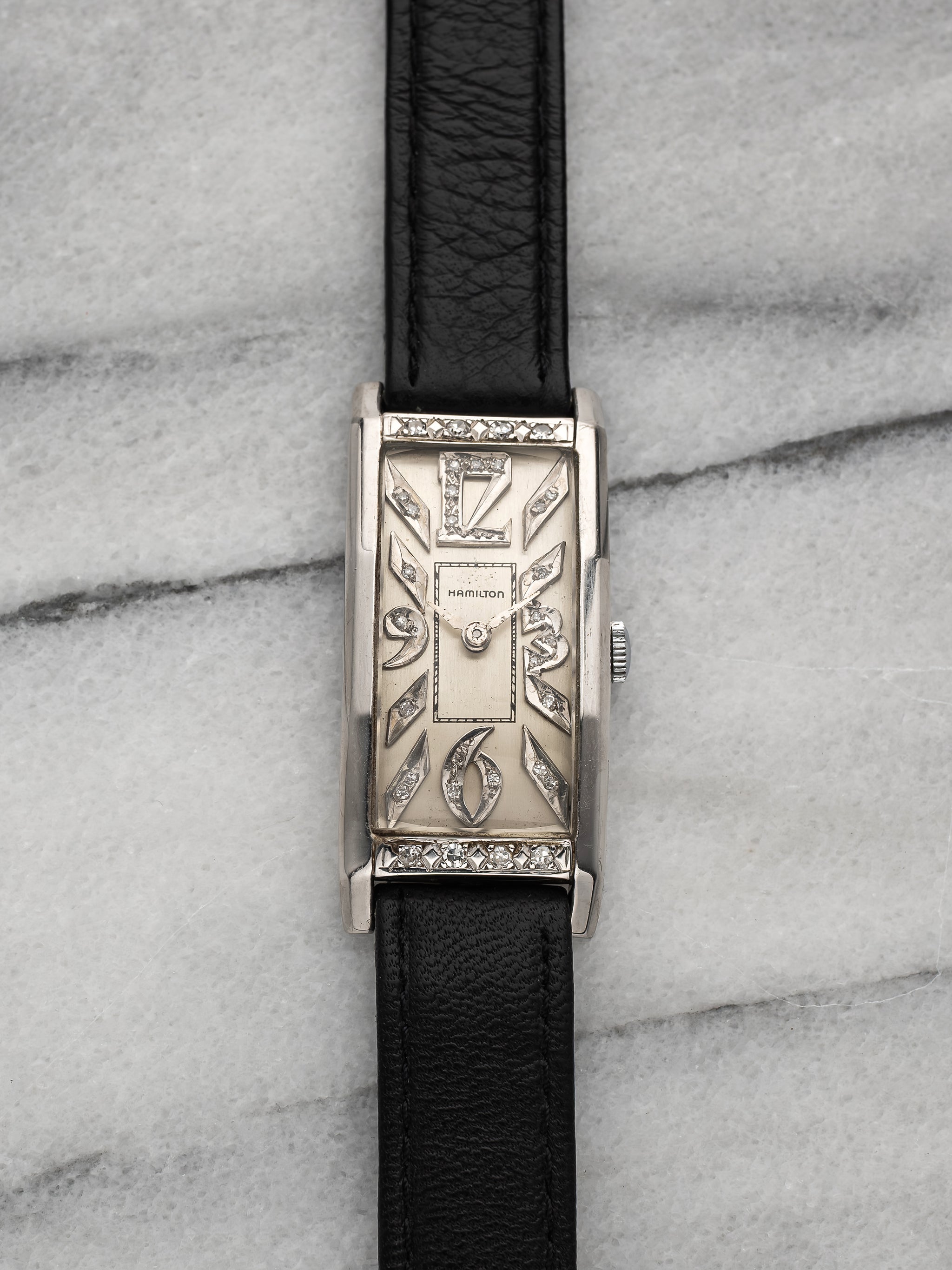1930s Hamilton Art Deco Tank - Platinum Case Diamond Dial